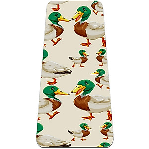 Unicey Cute Cartoon Funny Green Head Ducks Yoga Mat Thick Non Slip Yoga Mats for Women&Girls Exercise Mat Soft Pilates Mats,(72x24 in, 1/4-Inch Thick)