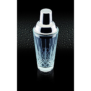 Kitchen Craft BarCraft Cut-Glass Cocktail Shaker with Stainless Steel Strainer, 400 ml (14 fl oz)