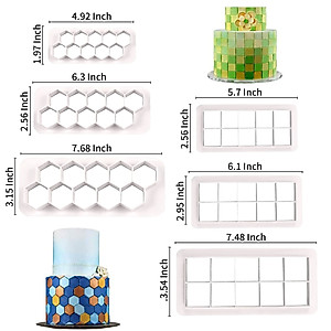 LaVenty 9 PCS Texture Mat Fondant Impression Mat Cake Border Decorating Tool Cake Mold Cookie Cutter Cake Fondant Cutter