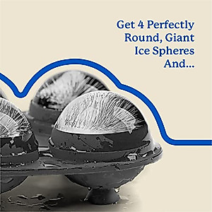 Samuelworld Large Silicone Premium Ice Trays, 2-Pack Combo, 2 Inches Big Cubes & 2.5 Inches Sphere Ice Molds - BPA Free, Craft Ice Maker for Gifting, Whiskey, Cocktails, Easy Release - Gray