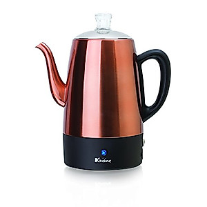 Number 1 In Service Euro Cuisine Electric Percolator Coffee Maker, Stainless Steel Coffee Machine Percolators Fast and Portable Coffee Pot, Detachable Cord and Cool Touch Handle (8 Cup)