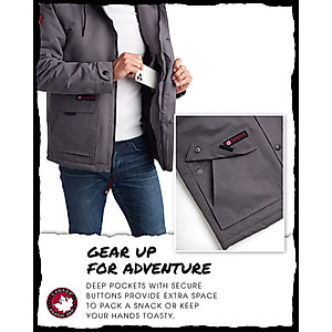 CANADA WEATHER GEAR Men's Winter Coat – Heavyweight Weather Resistant Sherpa Fleece Lined Parka Jacket (M-XXL), Size Large, Charcoal