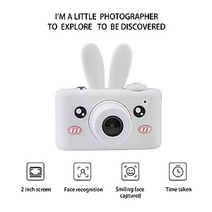 Kids Camera with White Rabbit Protective Case, 2 Inch HD Screen Camera for Kids, Children’s Selfie Camera, Multifunction Camera Including 16G Memory Card(Blue)