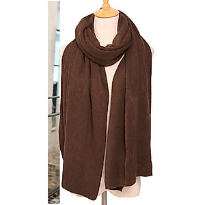 Wander Agio Womens Warm Long Shawl Winter Upset Large Scarf Pure Color Coffee