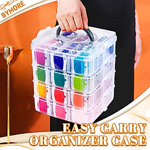 262 Pack Embroidery Thread Floss Set Including 200 Colors 8 M/Pcs Cross Stitch Sewing Thread with Floss Bins and 62 Pcs Cross Stitch Tool,4-Tier Transparent Storage Box