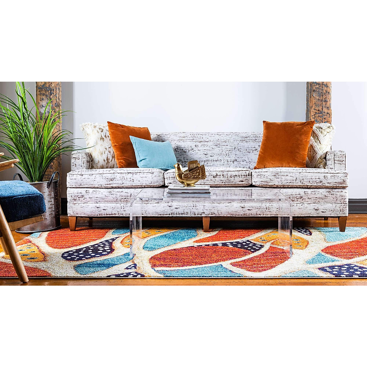 Unique Loom Positano Collection Coastal Modern Abstract Oceanic Rust Red Area Rug (9' x 12')