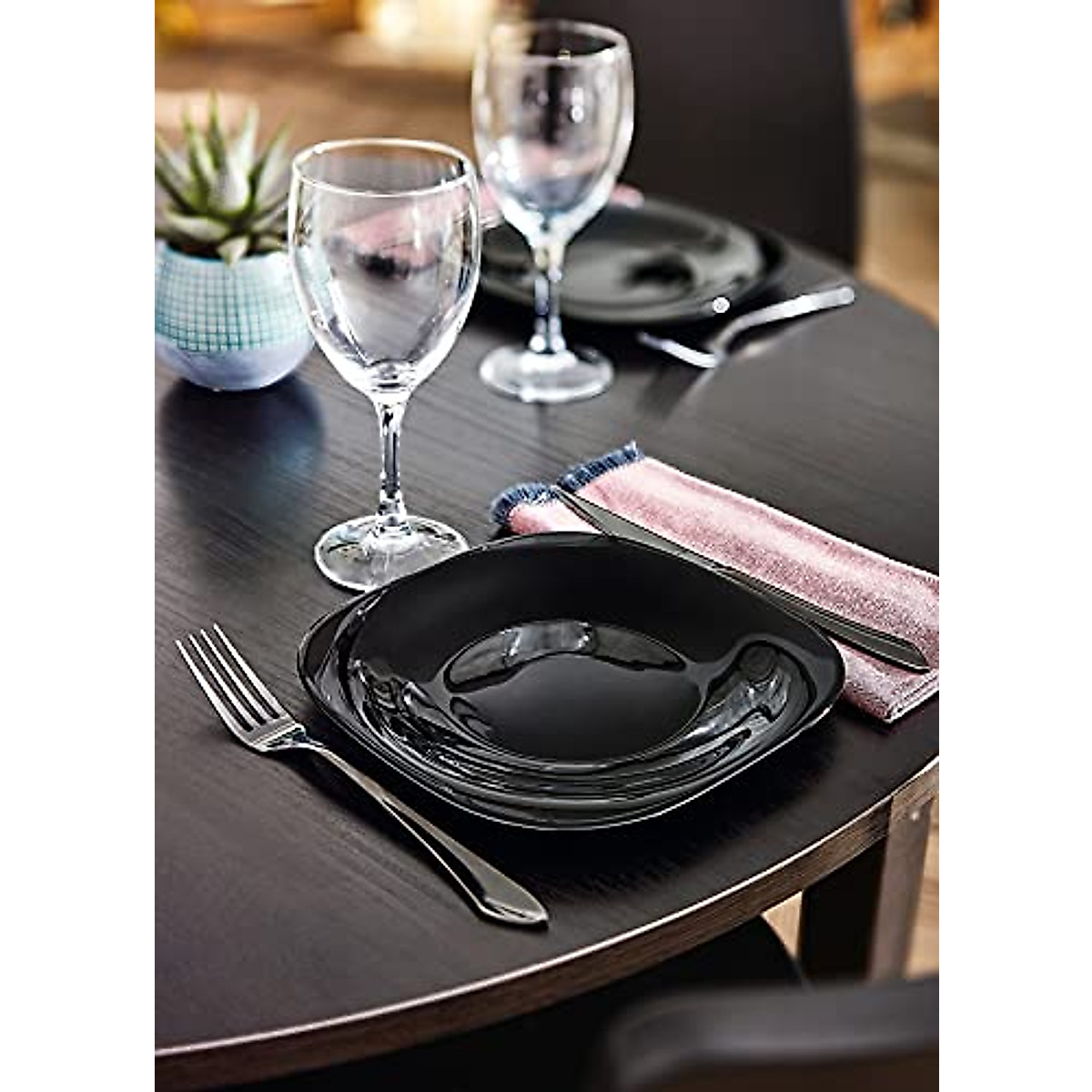 Luminarc Black Carine Dessert Plate 6-Piece Set, 7.25-Inch