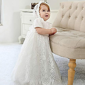 CareCheer Baby Girl Christening Dress Baptism Dedication Blessing Gown Flower Girl Special Occasion Dresses (16-20 Months)