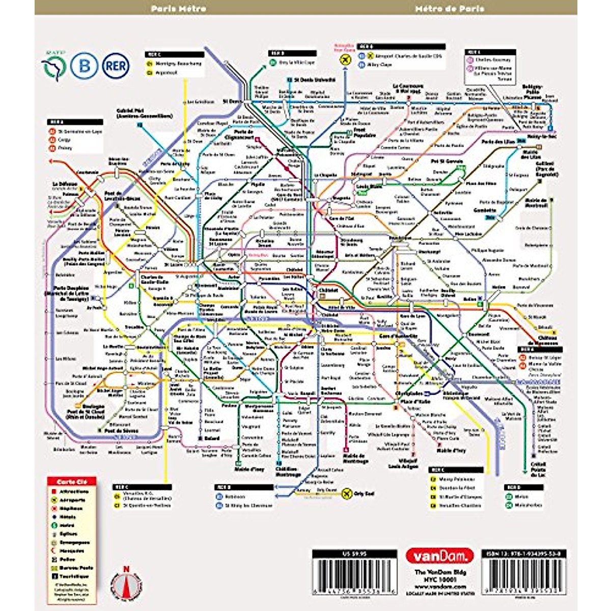 StreetSmart® Paris Map by VanDam - City Street Map of Paris, France - Laminated folding pocket size city travel and Metro map with all attractions, sights and hotels (2024 English and French Edition)