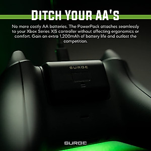 Surge PowerPack Battery Pack & Charge Cable for Xbox Series X|S Controllers, Lightweight Rechargable Battery Pack + Braided Cable (3m/10ft)
