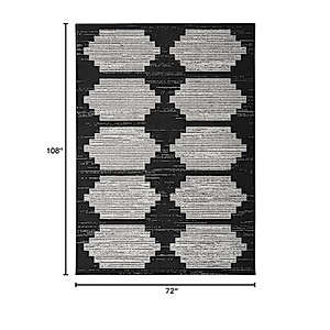 Nourison Modern Passion Geometric Black/Grey 6' x 9' Area -Rug, Easy -Cleaning, Non Shedding, Bed Room, Living Room, Dining Room, Kitchen (6x9)