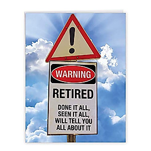 NobleWorks, Retired Warning Sign - Big Funny Group Retirement Card (8.5 x 11 Inch) J3221RTG-US