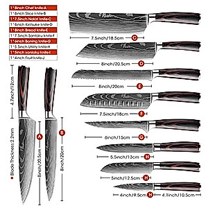 OWUYUXI 10 Pcs Kitchen Knife Set, Professional Japanese Aus-10v Super Stainless Steel Chef Knife Set, Kitchen Knives With Ergonomic Handle, Durable Sharp Chef Knives With Gift Box.