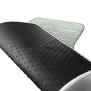 Lunarable Nautical Car Mat Set of 4, Pattern of Hand Drawn Waves with Boats Floating, Front & Back Seat Floor Mat Durable PVC Backing Car Accesory, Sage Green White