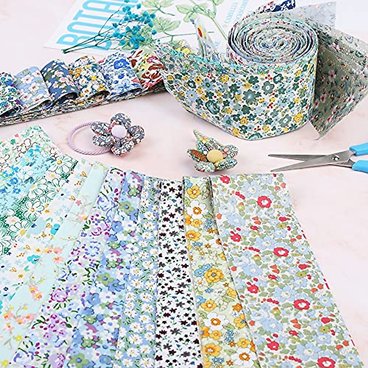 45 Pcs Fabric Jelly Rolls, Jelly Roll Fabric Strips for Quilting, Patchwork Craft Cotton Quilting Fabric, Quilting Fabric, Plain Weave Cotton Fabric（Blue Series)