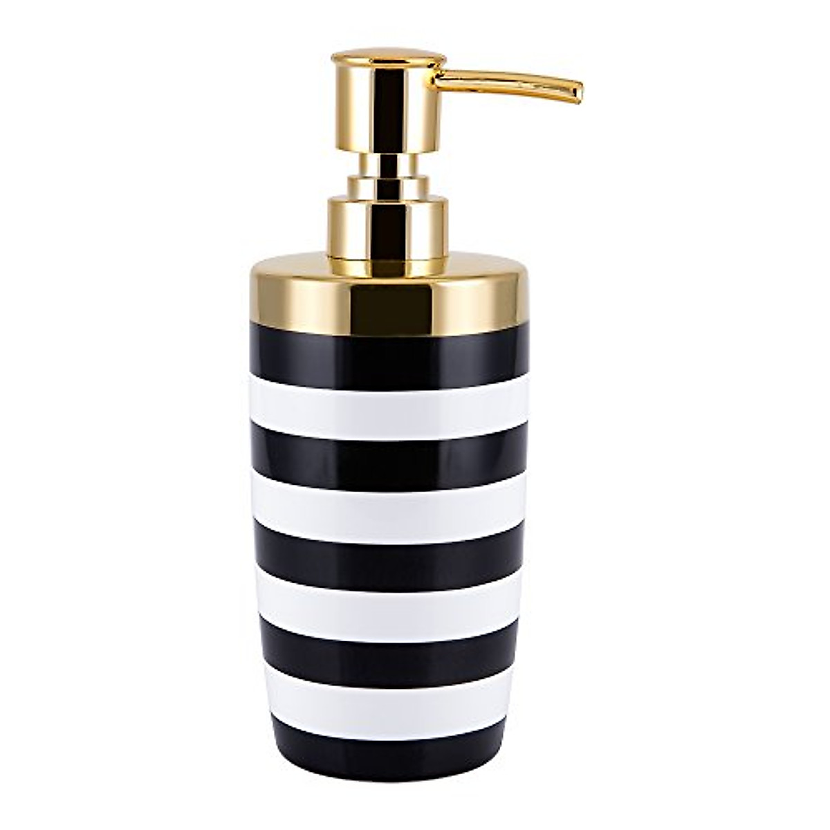 Allure Home Creation Derby 3-Piece Ceramic Bathroom Accessory Set Black & White with Metallic Gold Finish