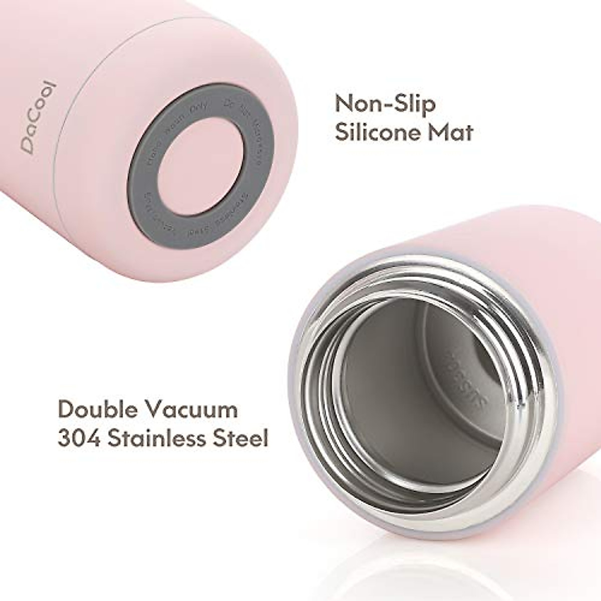 DaCool Insulated Lunch Containers Hot Food Jar Vacuum Insulated Stainless Steel 16 oz Leak Proof Keep Food Cold Hot Food Container Lunch Box School Camping Outdoors,BPA Free- Pink