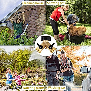 Biswing 2 Pack Garden Hose Splitter 2 Way, Heavy Duty Brass Connector Tap Splitter, Y Splitter 2 Valves with 4 Extra Rubber Washers
