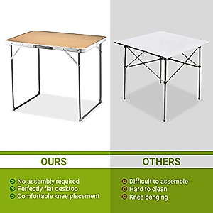 FUNDANGO Portable Table Lightweight Foldable with Handle Steel Frame Fold Up Small Desk for Camp, Outdoor, Beach Side, Picnic, 31.5x23.6x26.8Inches, Yellow, 31.5"x23.6"x26.8"