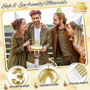 Mtlee Birthday Candles Set for Cakes Including 6 Long Thin Metallic Birthday Candles and Number Birthday Candles for Anniversary Celebration Party Topper Decorations Men Women (Gold,30)