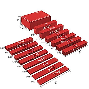 Yiranok Setup Block Miter Gauge Set - Precision Aluminum Router Table Set Up Bars - 15 Pcs Table Saw Accessories Woodworking Tools - Gift Choice for Carpenter, Construction, DIY Handyman (Red)