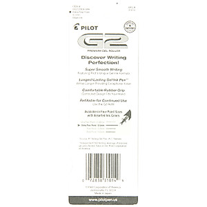 PILOT G2 Premium Refillable & Retractable Rolling Ball Gel Pens, Extra Fine Point, Black Ink, 2-Pack (31014)