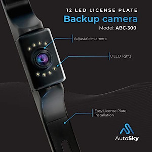 AutoSky Newest HD Back up Camera, 8 LED License Plate Reverse Camera - Back up Camera for Cars, Trucks, Pickups, SUVs or RVs - Easy Installation, Waterproof