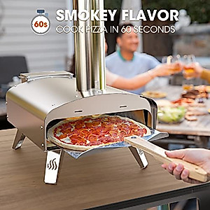 Mimiuo Outdoor Pizza Ovens Wood Pellet Pizza Oven Portable Stainless Steel Wood Fired Pizza Stove with 13" Pizza Stone & Foldable Pizza Peel (Classic W-Oven Series)