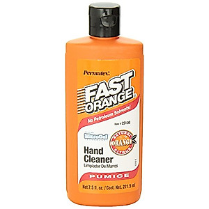 Fast Orange 25108 Pumice Lotion, Heavy Duty Hand Cleaner, Natural Citrus Scent, Waterless Cleaner For Mechanics, Strong Grease Fighter, 7.5 oz