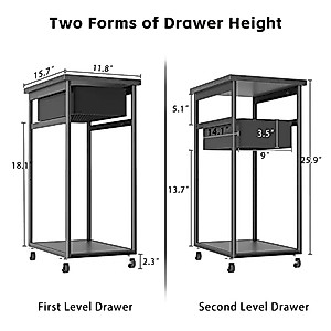 MYDENIMSKY Printer Stand, Computer Tower Stand with Drawer, Desktop Stand with Locable Wheels, Office CPU Stand, Mobile Pedestal Rolling Cabinet, Host Computer Cart Under Desk. (Black)
