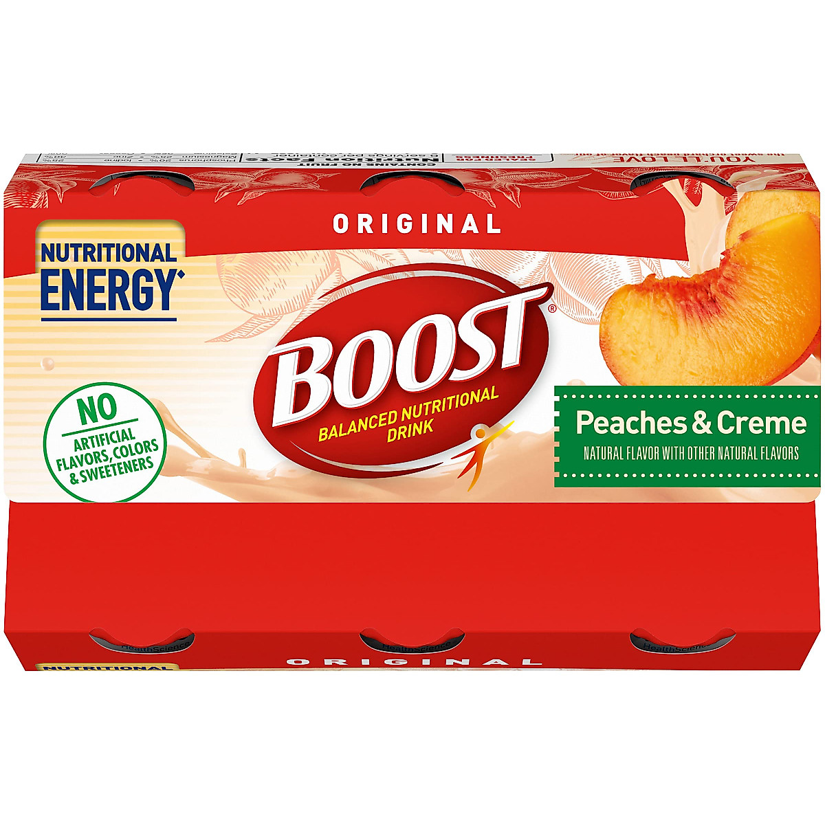 Boost Original Nutritional Energy Balanced Nutritional Drink (6 Count (Pack of 2), Peaches & Creme)