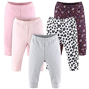 The Peanutshell Floral and Animal Print Baby Pants Set | 5 Pack | Newborn to 24 Month Sizes (12 Months) Multicolored
