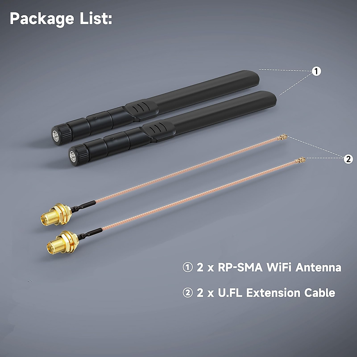 Bingfu Dual Band WiFi 2.4GHz 5GHz 5.8GHz 8dBi RP-SMA Male Antenna 30cm 12 inch RG178 U.FL IPX IPEX to RP-SMA Female Cable 2-Pack for WiFi Router Wireless Mini PCI Express PCIE Network Card Adapter