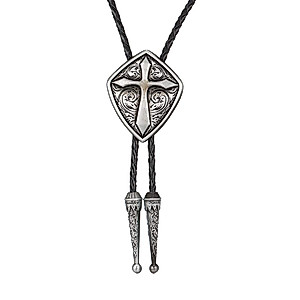 QQA Western Cowboy Bolo Tie for Men Vintage Eagle Shield Star Pattern Necklace Bolo Tie for Men Women