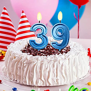 BLUE TOP 2.8 Inch Birthday Cake Candles Number Candles Birthday Candles for Cake,Cake Topper Decoration for Kids,Adults,Party,Anniversary,Milestone Age.(Blue Number 2)