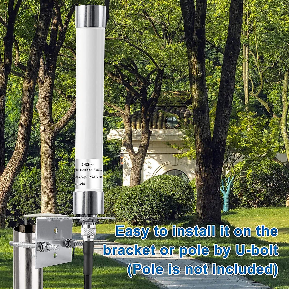 XRDS-RF 4G LTE Antenna 6dBi Omni-Directional Outdoor Fixed Mount Antenna with N Female Connector for Router, Modem, Radio, Signal Amplifier (698-2700MHz)