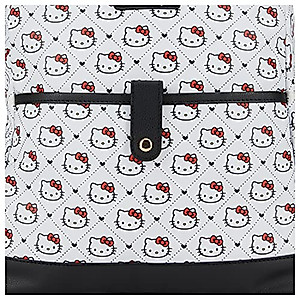 Fast Forward Hello Kitty Allover Leather Backpack - Girls, Boys, Teens, Adults - Officially Licensed Hello Kitty Faux Leather 14 Inch Backpack (White)