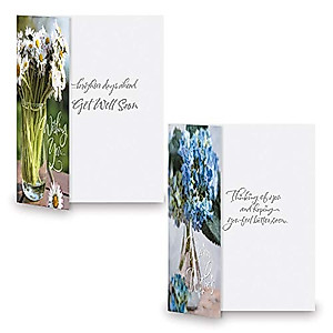 Get Well Greeting Card Value Pack – Set of 18 (9 Designs), Large 5 x 7 inches, Envelopes Included, by Current