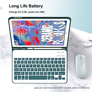 Divufus Keyboard Case for iPad 9th/8th/7th Generation 10.2 Inch [Magnetic Detachable Wireless Keyboard][Support 3 System] Flip Stand Case with Pencil Holder for iPad 10.2 2021/2020/2019, Dark Green