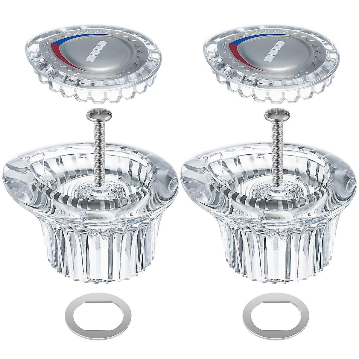 Enhon 2 Pack Shower Knob Handle Kit Compatible with Moen 96797 Chateau Collection, Replacement Faucet Handle Kit for Bathroom Tub and Shower, Include Screws, Chrome Knob Insert