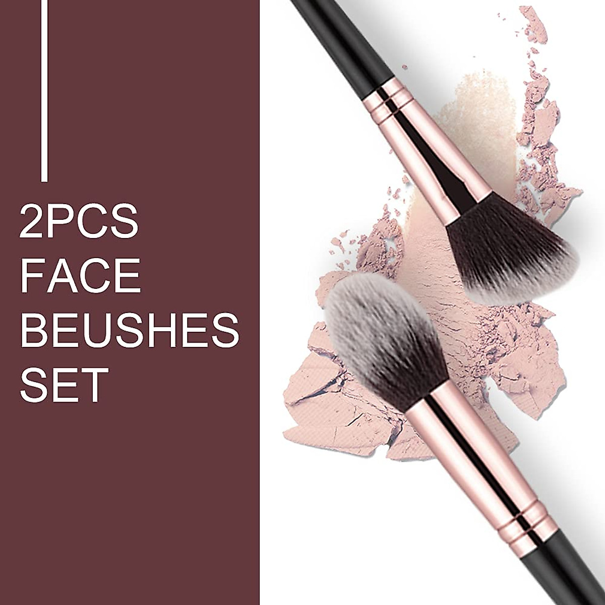Anmor Contour and Highlighter Brush Set, Premium 2PCs Blush Bronzer Face Makeup Brush Kit, Perfect for Cheek Nose Blending Contouring