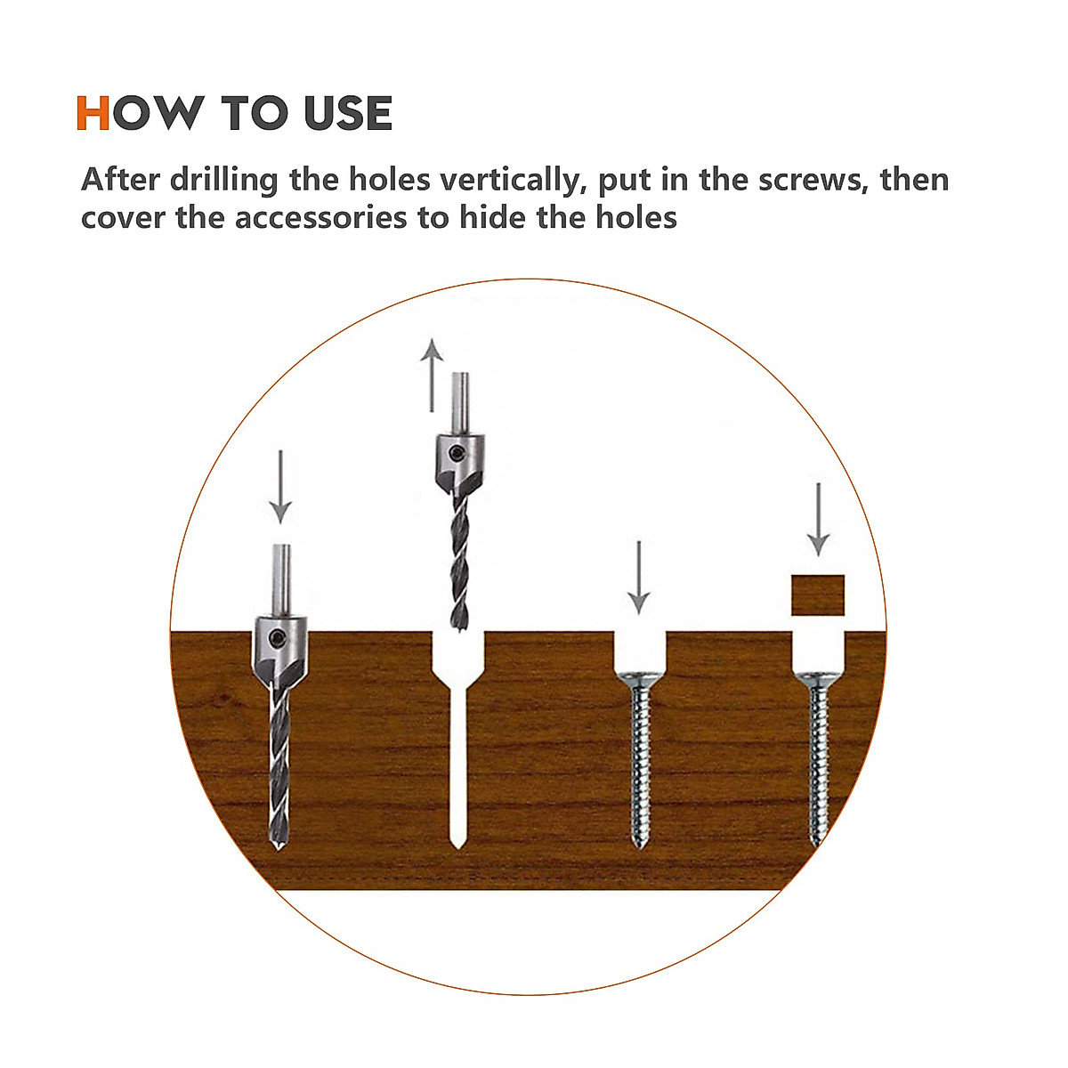 23-Pack Woodworking Chamfer Drilling Tool,5 Flute 90 Degree Countersink Drill Bits,Three Pointed Countersink Drill Bit with L-Wrench,Wood Plug Cutter Tool Drill Bits,Center Punch