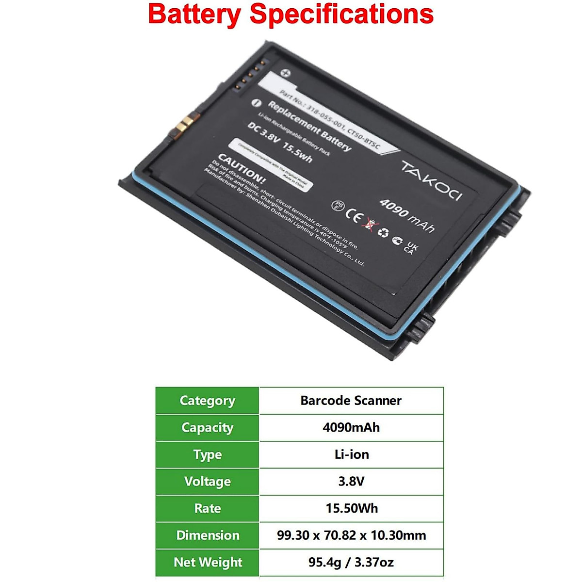 Youejoeq Replacement for Honeywell CT45 CT45XP CT40XP configurations with Metal Battery Latch Button,Fits Part NO.CT50-BTSC 318-055-067 318-055-H67 318-055-D67 Barcode Scanner