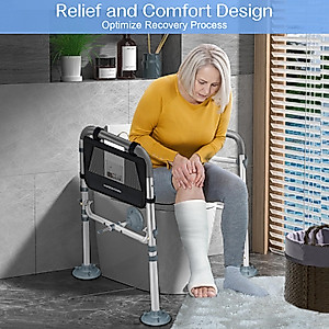 KingPavonini Toilet Safety Rail (400 LB) - Adjustable Foldable Toilet Safety Frame for Elderly and Disabled - Stand Alone Toilet Rails for Seniors with Storage Bag and Paper Holder - Fits Most Toilets