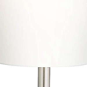 Possini Euro Design Mid Century Modern Retro Floor Lamp Standing 62" Tall Dark Bronze Metal Droplet Off-White Cotton Cylinder Shade Decor for Living Room Reading House Bedroom Home