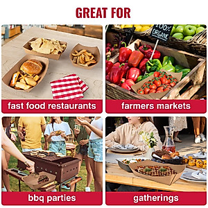 IDL Packaging 3 lb Kraft Paper Food Tray (Pack of 125) - Poly Coated for Extra Moisture Resistance - Recyclable - Serving Tray for Fries, Burgers, Appetizers and Side Dishes - Proudly Made in USA