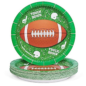 DECORLIFE 2023 Football Party Supplies for 30 Guests, 9 Inch Football Paper Plates, Perfect for Kid's Birthday and Football Party Decorations