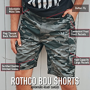 Rothco BDU Cargo Shorts Men’s Outdoor Shorts Hiking Shorts, Tiger Stripe Camo, M