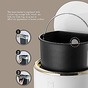 Diandian Indoor Trash Cans Home Zone Stainless Steel Kitchen Trash Can with Round Design and Step Pedal,Removable Plastic Trash Bin Liner Garbage Cans for Kitchen Office Outdoor(White 2.3gallon)