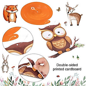 Outus 51 Pieces Woodland Party Decorations Woodland Animals Baby Shower Hanging Swirl Decorations Forest Friends Theme Birthday Party Decor for Boy Girl Birthday Party Jungle Classroom Decor